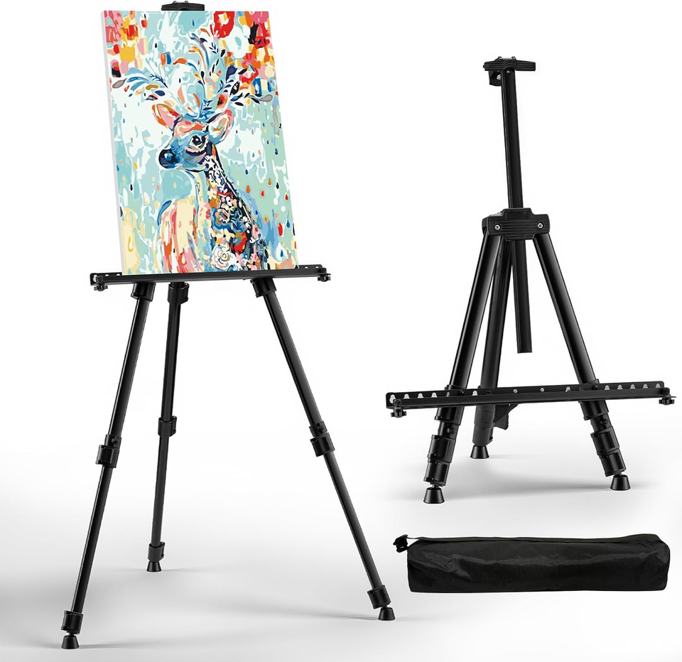 Art Easel for Painting and Display – Adjustable Floor 66 Inch Folding ...