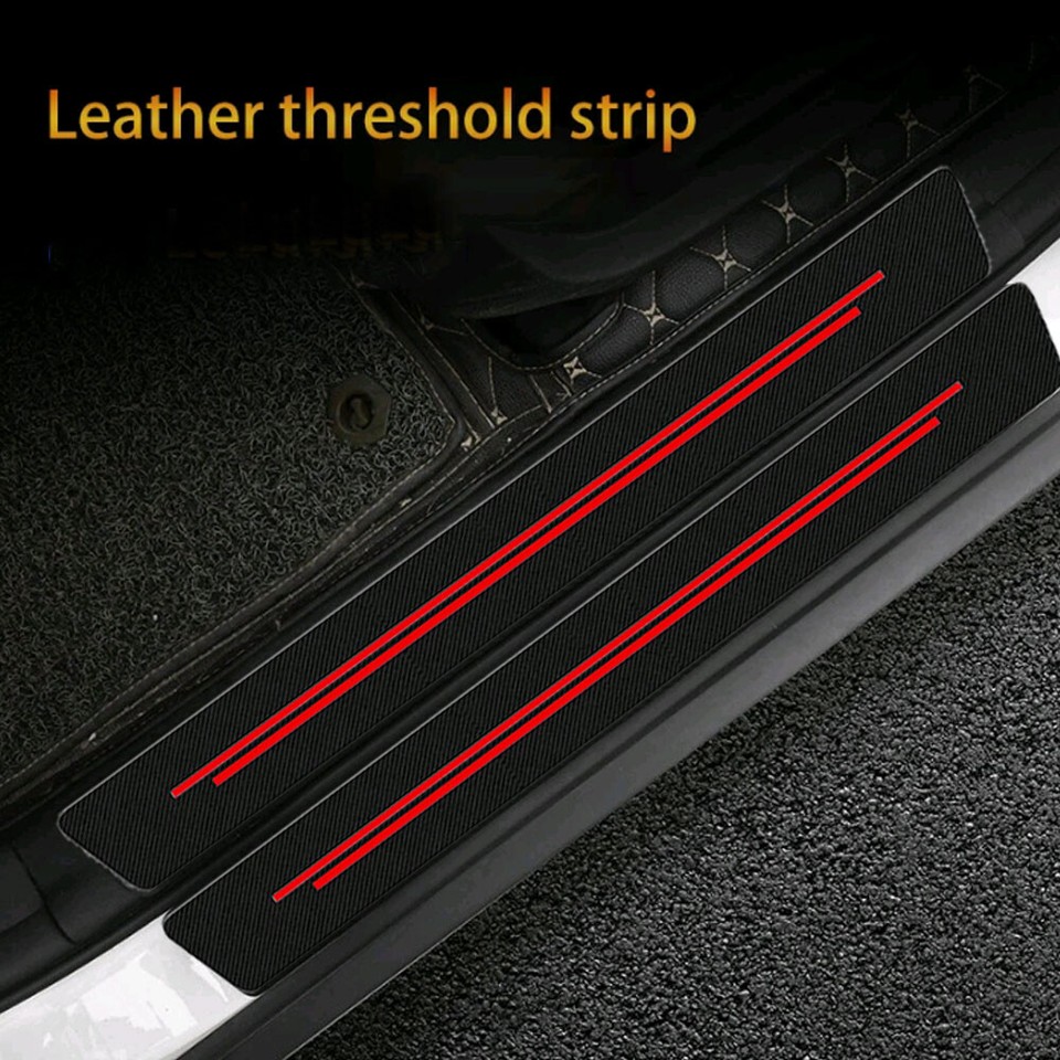 4pcs Red Line Car Door Plate Sill Scuff Cover Anti-Scratch Sticker ...