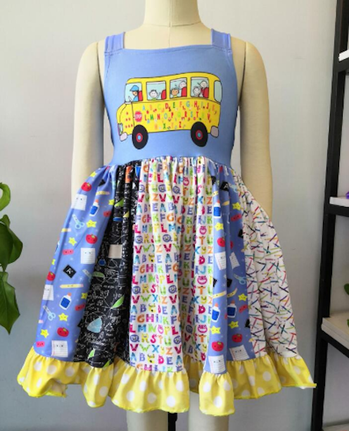 NEW Boutique School Bus Girls Sleeveless Ruffle Twirl Dress | eBay
