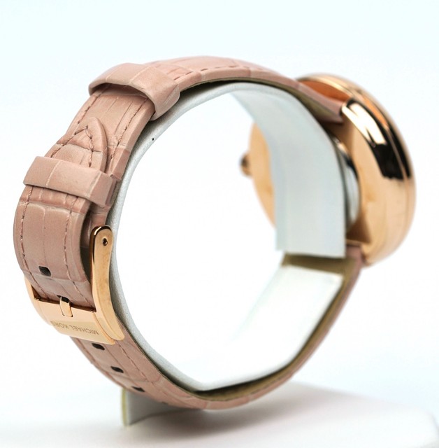 Michael Kors Courtney Rose Gold Glitz Blush Pink Leather 36mm Watch ...