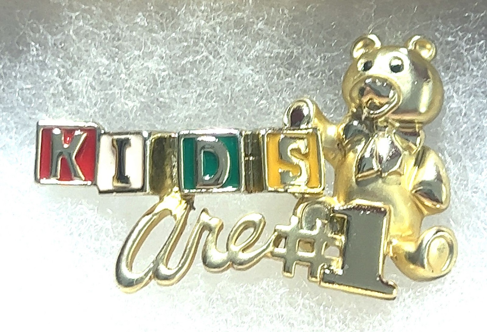 Vintage - Signed - Dane Craft - Golden tone Bear Kids… - Gem