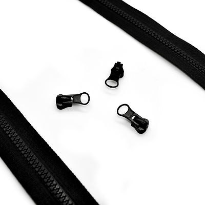 Plastic Chunky Zip No 5 Continuous Zipper Tape Black Zip + Black ...