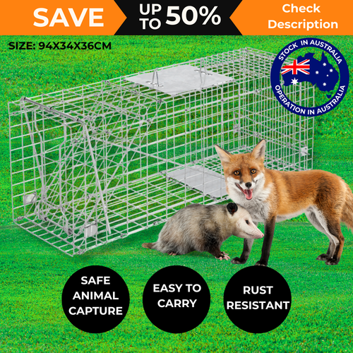 New Extra Large Humane Animal Trap Cage Possum Fox Rabbit Rat Cat Live ...