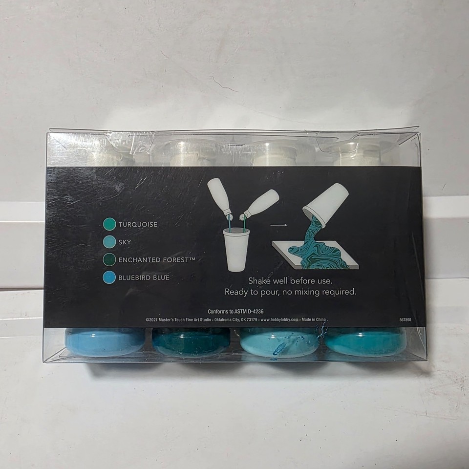 4 Piece Acrylic Pouring Paint Set with Pouring Cups - Master's Touch ...