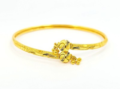 22K Gold Bangle Bracelet Kada 916 Hallmarked Handcrafted w/ Dangling ...