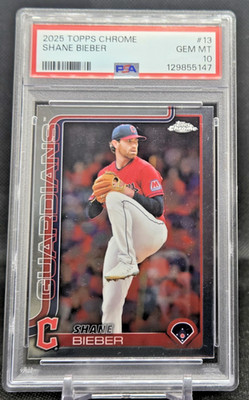 2025 Topps Chrome #13 Shane Bieber PSA Gem MT 10, Pop=1 (JBC3076) | eBay