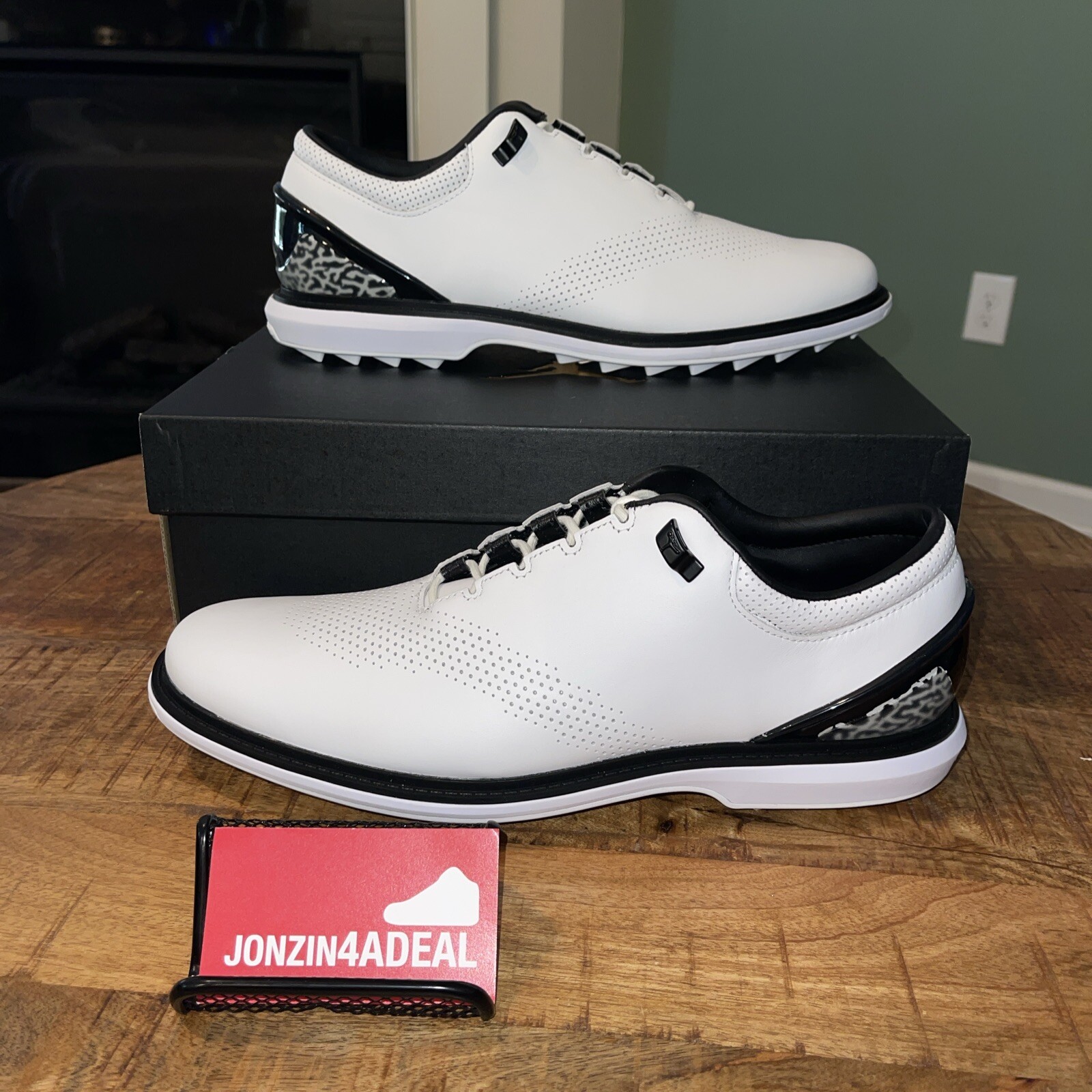 Jordan ADG 4 White Black Leather Spikeless Golf Shoes DM0103-110 Men's ...