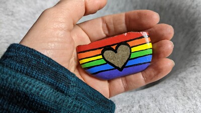 Hand Painted Rock / Stone - pride rocks - lgbtqia+ - rainbow heart ...