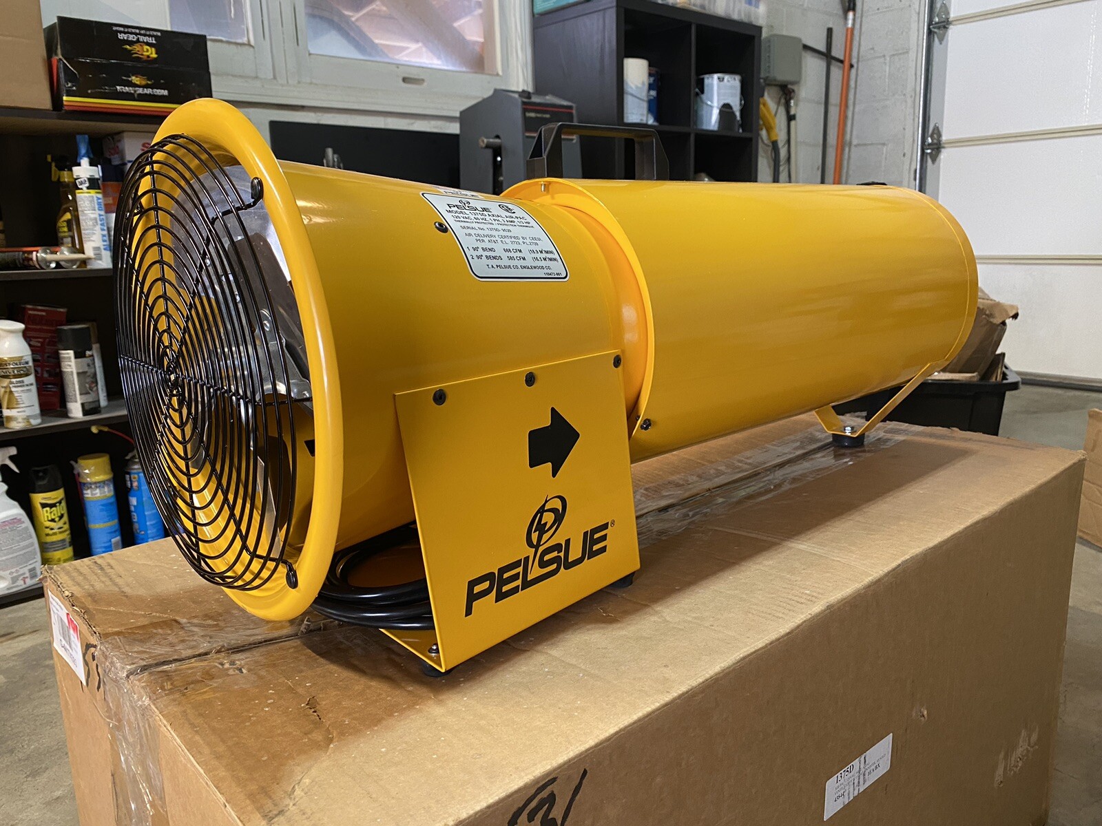 Pelsue 1375D Axial Blower, Metal Housing w/ 15' Hose Canister 120v 1/3 ...