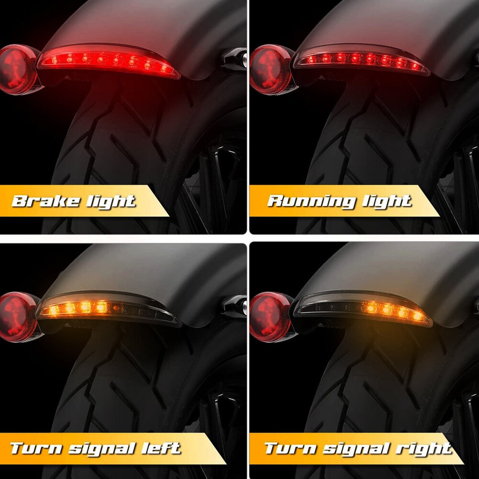 Motorcycle LED Tail Rear Light Fender Brake Light For Harley Bobber ...