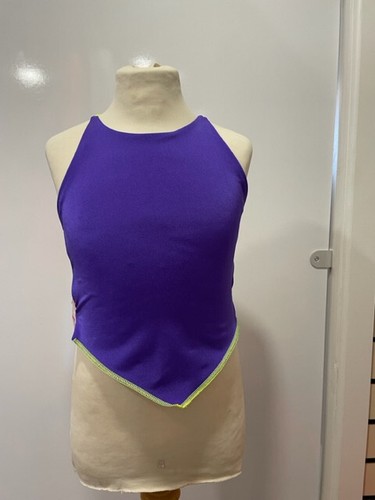 RAVE DANCEWEAR TOP REVERSIBLE SIZE 3 = UK 6/8 UV FLO YELLOW PURPLE RAVE ...
