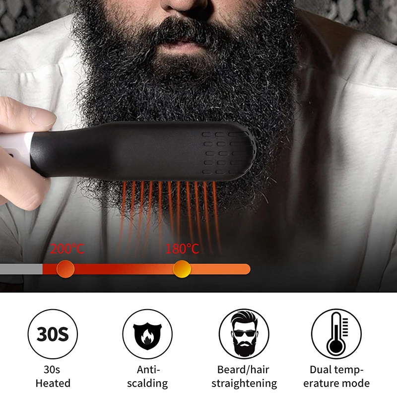 Hot Comb Straightener Electric Negative Ion Heating Comb For Men Beard ...