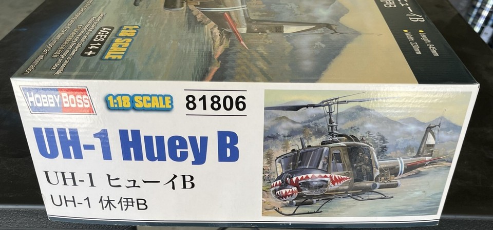 HobbyBoss UH-1 Huey B 1:18 Scale Helicopter Plastic Model Kit (81806 ...