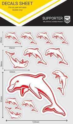 NRL Redcliffe Dolphins Decals Sheet - Cars UV Outdoor Indoor Stickers ...