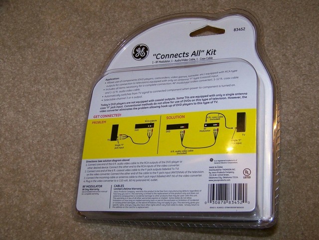 GE 83452 Simple Solutions Kit Connects All Kit RF Modulator Coax A/V ...