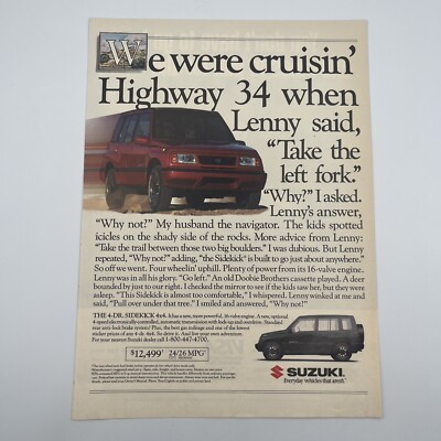Suzuki 4x4 Sidekick 1992 Vintage Print Ad 8"x10.75" red Sidekick | eBay
