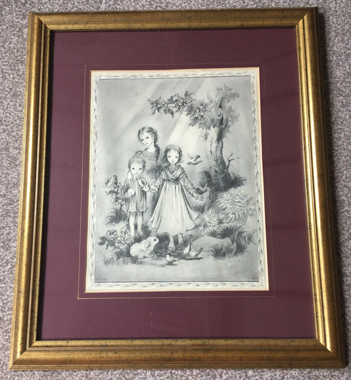Vintage Framed Childrens Ilustration By Masha/Marie Simchow Stern/1940 ...