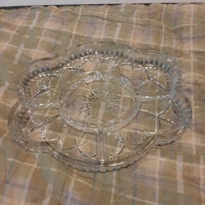 Laura Glass Works Portugal Crystal Clear Divided Relish Serving Tray | eBay