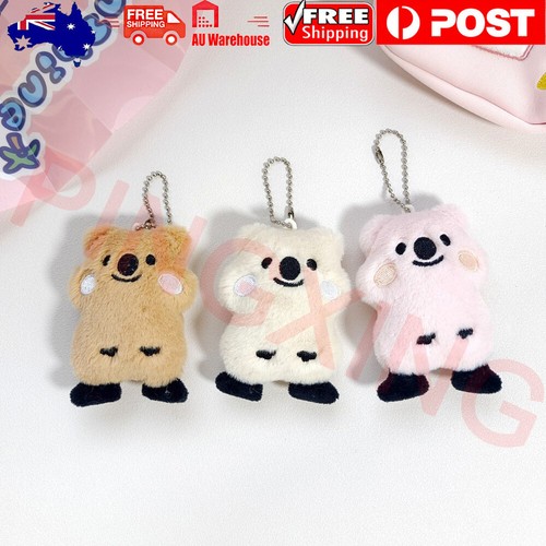 Cute Plush Koala Keychain Stuffed Animal Fur Fluffy Keyring Bag Charm ...