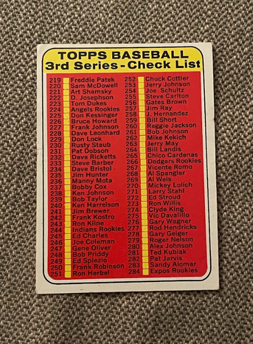 DCC: 1969 Topps 3rd Series Checklist Unmarked #214 EX-NM | eBay