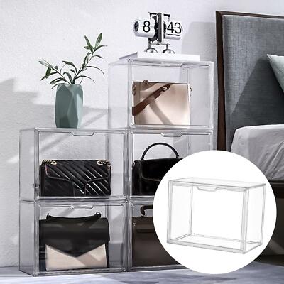 Clear Handbag Organizer Storage Box Magnetic Closure Front Opening Case ...