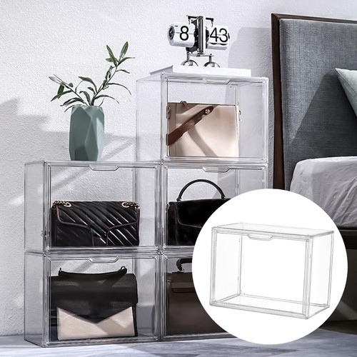 Clear Handbag Organizer Storage Box Magnetic Closure Front Opening Case ...