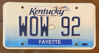 Kentucky VANITY License Plate WOW 92 | eBay