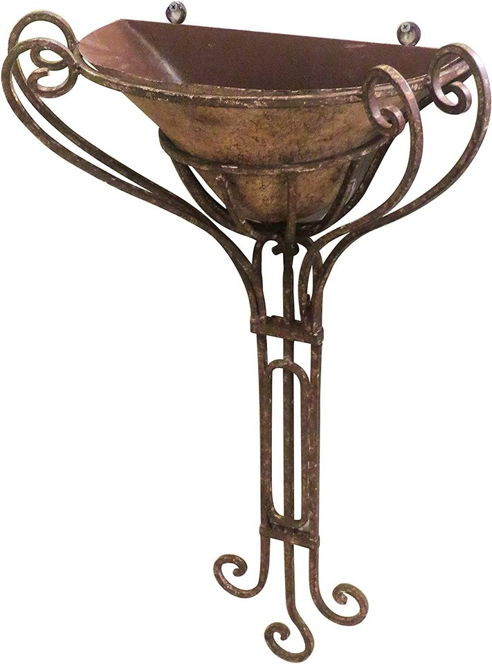 Tall Iron Wall Mounted Planter Outdoor Garden Scroll Metal Antique ...