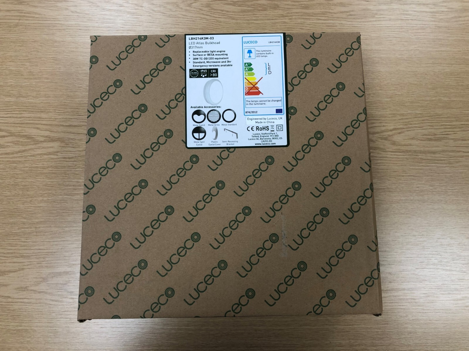 LUCECO LBH214K3M-03 Atlas Bulkhead light 21W LED White 4K 3h Emergency ...