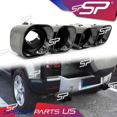 Square Black Exhaust Tips Pipes for 2020+ Land Rover Defender 90 110 3 ...