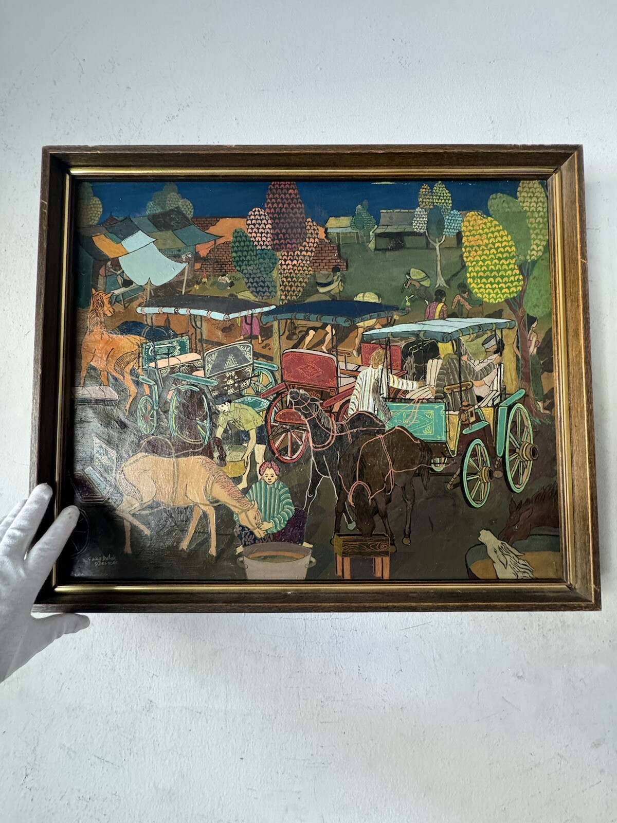 ANTIQUE MALAYSIA MODERN FOLK ART LANDSCAPE OIL PAINTING OLD ASIAN DATUK ...