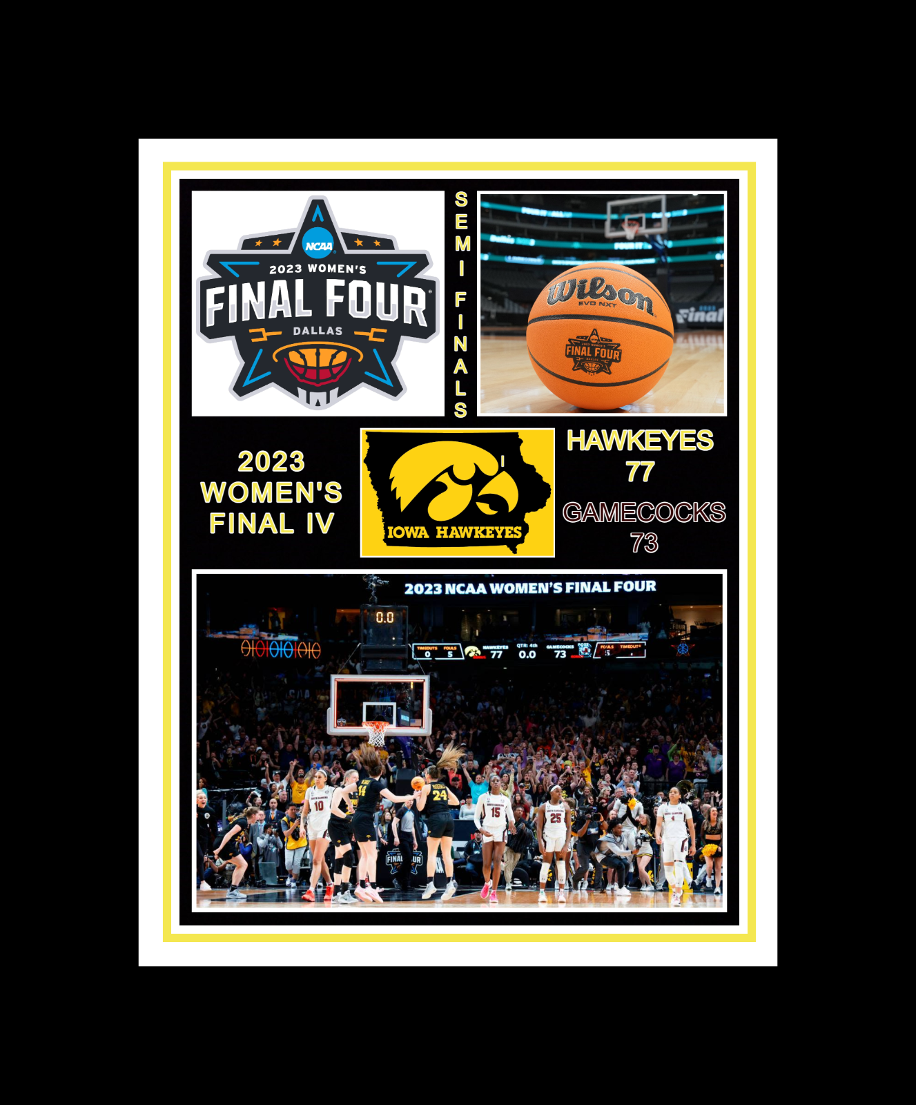 IOWA HAWKEYES WOMEN BEATS USC WOMEN 2023 FINAL FOUR MATTED COLLAGE ...