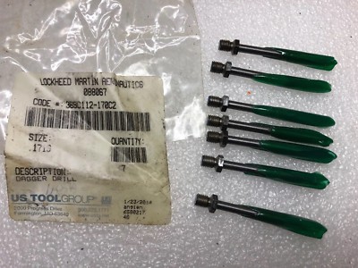 .1719 Dagger Drill Bit, Aircraft Tool 1/4”-28 Threaded Shank, Lot of 7 ...