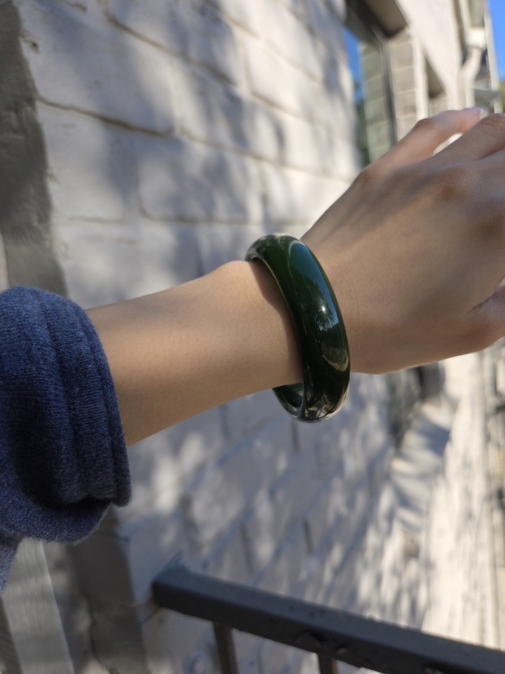 Natural Dark Forest Green Jade Bangle Size 58 With Certificate | eBay
