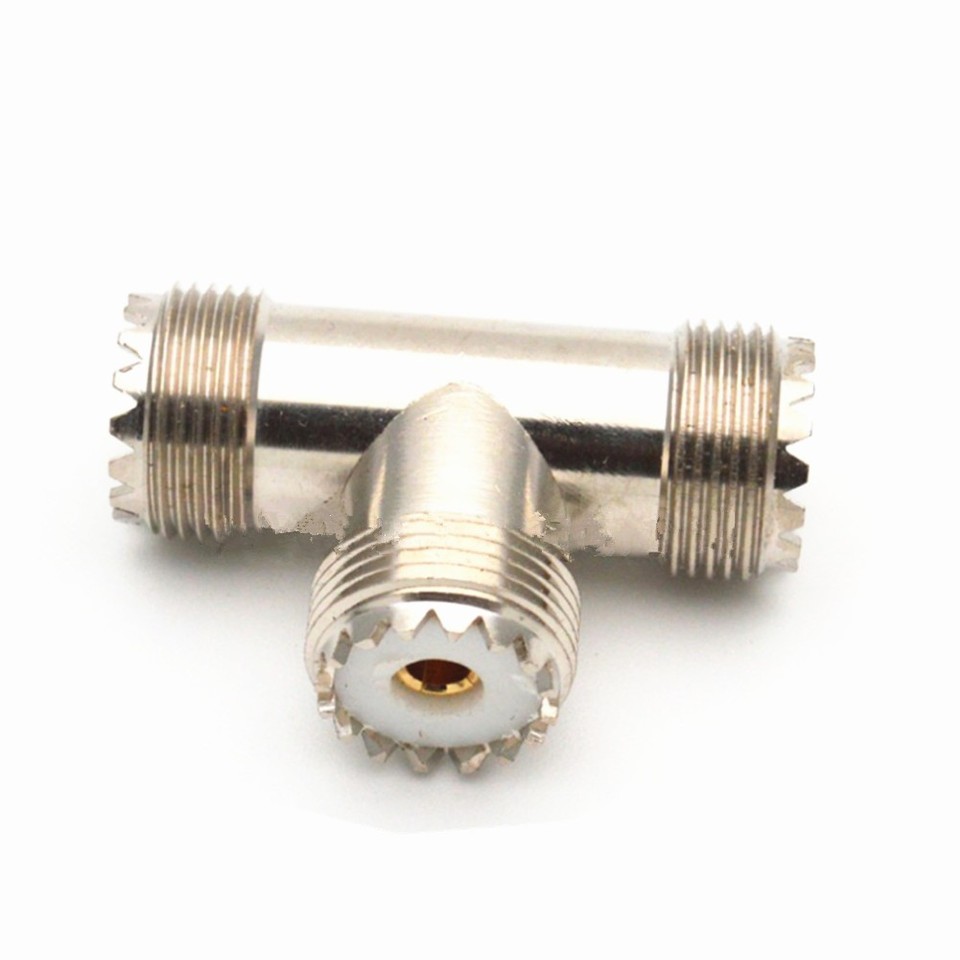 1 To 2 UHF Jack Female Pin 3 Way "T" Type Metal RF Coaxial Adapter ...