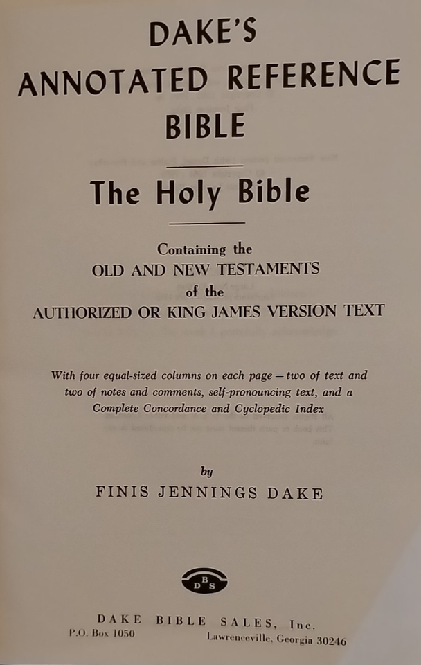 Dake's Annotated Reference Bible Large Note Ed.-14th print.-1998 ...
