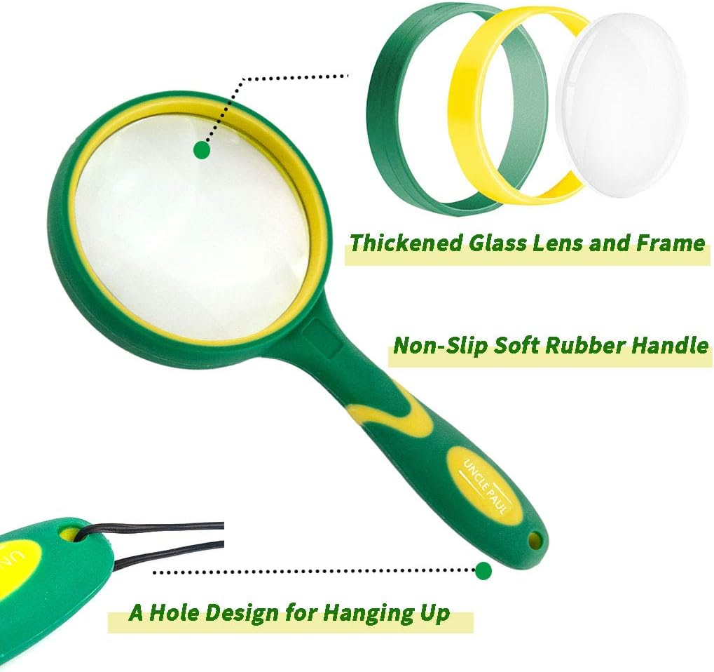 Magnifying Glass 4X-5X Large Handheld Magnifier with Cleaning Cloth ...