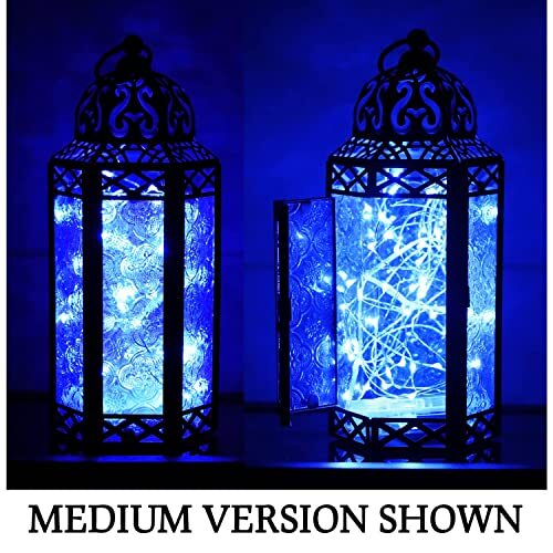 Led Fairy String Lights Candle Holder Decorative Moroccan Lantern Blue ...