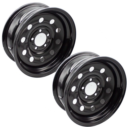 2x Black 15x6 Trailer Rim Wheel 5 Lug Holes 4.5 BC 15 X 6 inch 5x4.5 ...