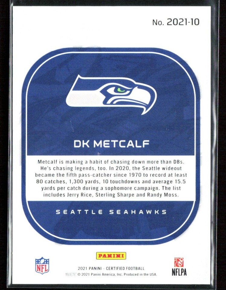 DK Metcalf 2021 Panini Certified Mirror Bronze /249 #2021-10 Seattle ...