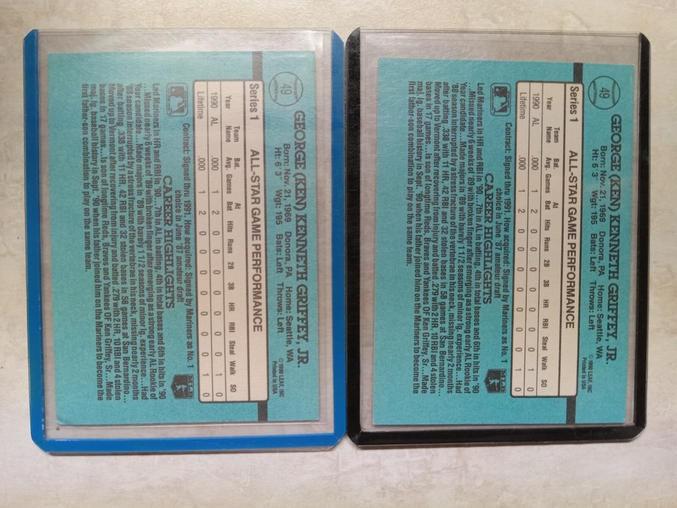 1991 Donruss Ken Griffey Jr. #49 Error Cards - Set of 2 - BOTH Color ...