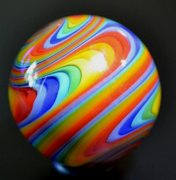 JAY SLACK GLASS MARBLE/1.443"-LOBED RAINBOW ARRAY-LILAC,LAVENDER,MINT ...
