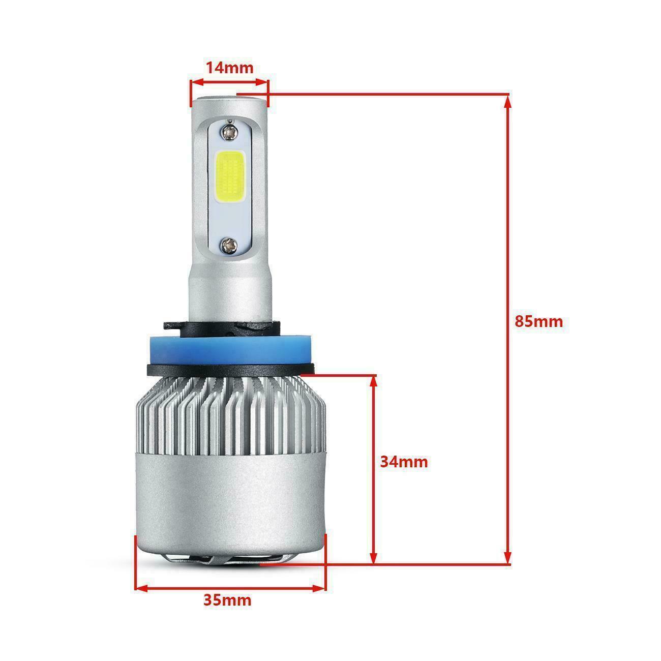 IRONWALLS H11 LED Headlight Bulb Conversion Kit 2000W 300000LM 6000K ...