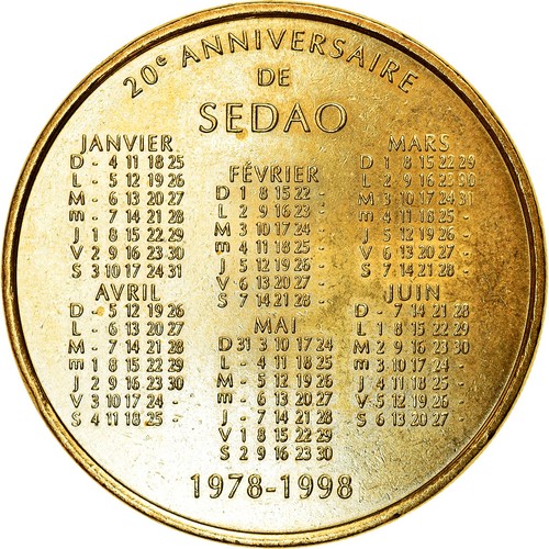 [#853521] France, Token, 20e anniversaire de SEDAO, 1998, MDP, MS ...