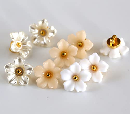 Flower Buttons for Sewing Plastic Craft Button 13mm(0.52 Inch) Pearl White | eBay