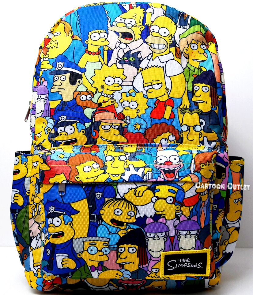 The Simpson School Backpack All Print 17" Carry All Art Book Bag Krusty ...
