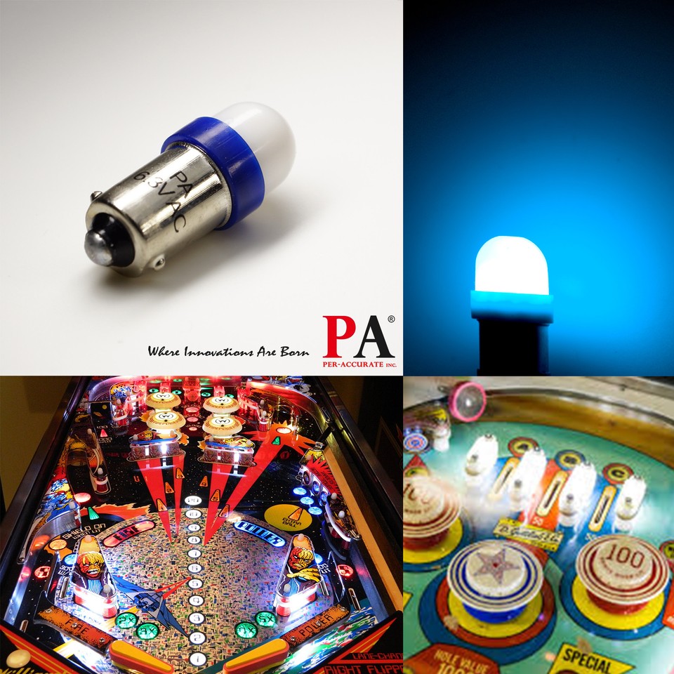 10x #1893 #44 #47 BA9S Frosted Ice Blue LED Pinball Arcade Light Bulb 6 ...