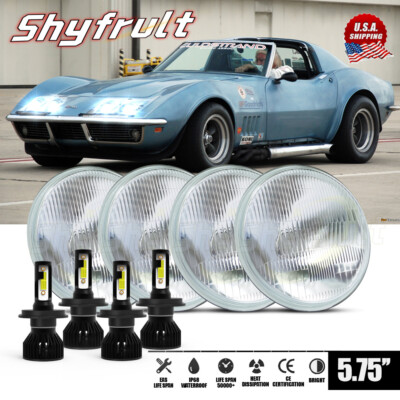 4pc 5.75" LED Headlights 6500K Hi/Lo Projector Refit For Chevy Corvette ...