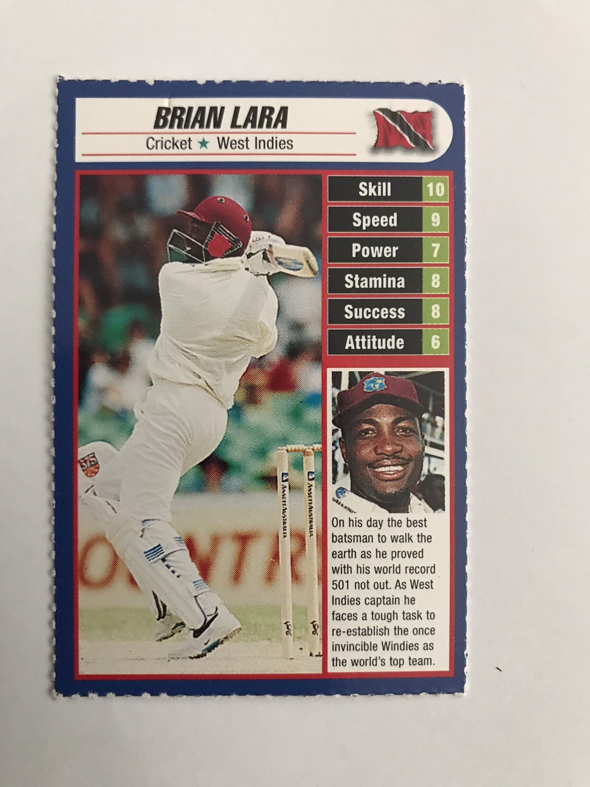 Brian Lara West Indies Card - SPORTED Magazine 1997 - Excellent ...