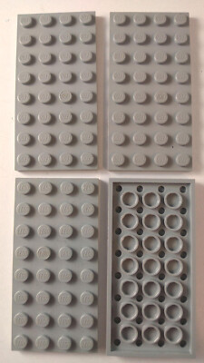 4X Lego 3035 PLATES lot Part 4 x 8 8 x 4 OLD LIGHT GRAY Space Star Wars ...